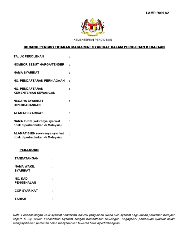 SURAT EDARAN PIKM KE-3/2023: HEBAHAN BORANG PENGISYTIHARAN MAKLUMAT SYARIKAT DALAM PEROLEHAN ...