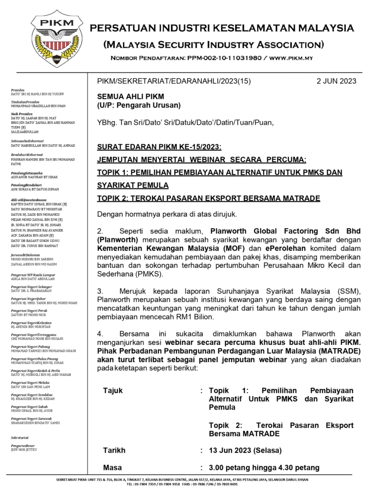 SURAT EDARAN PIKM KE-15/2023: JEMPUTAN MENYERTAI WEBINAR SECARA PERCUMA BERSAMA PLANWORTH DAN ...