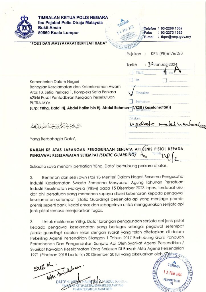 SURAT EDARAN PIKM KE-6/2024: KAJIAN KE ATAS LARANGAN PENGGUNAAN SENJATA ...