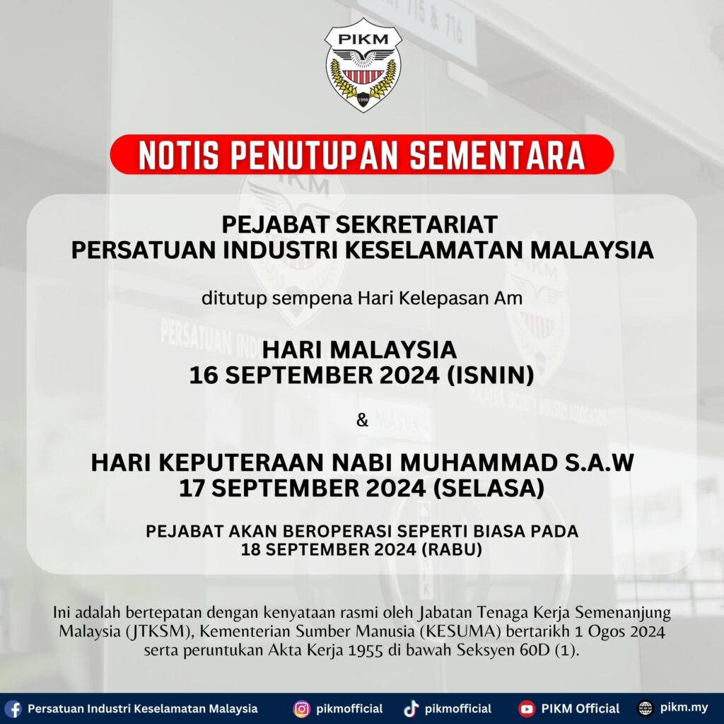 NOTIS PENUTUPAN SEMENTARA PEJABAT SEKRETARIAT PERSATUAN INDUSTRI ...
