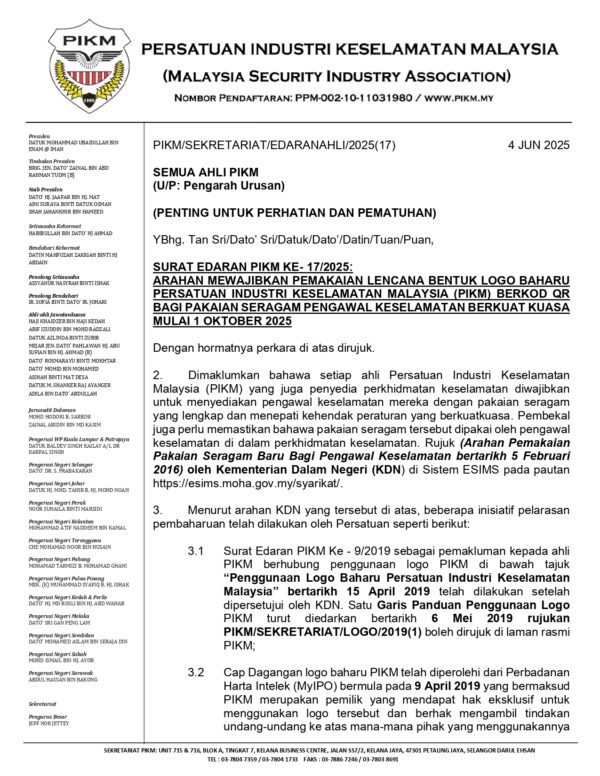 SURAT EDARAN PIKM KE-17/2025: ARAHAN MEWAJIBKAN PEMAKAIAN LENCANA ...