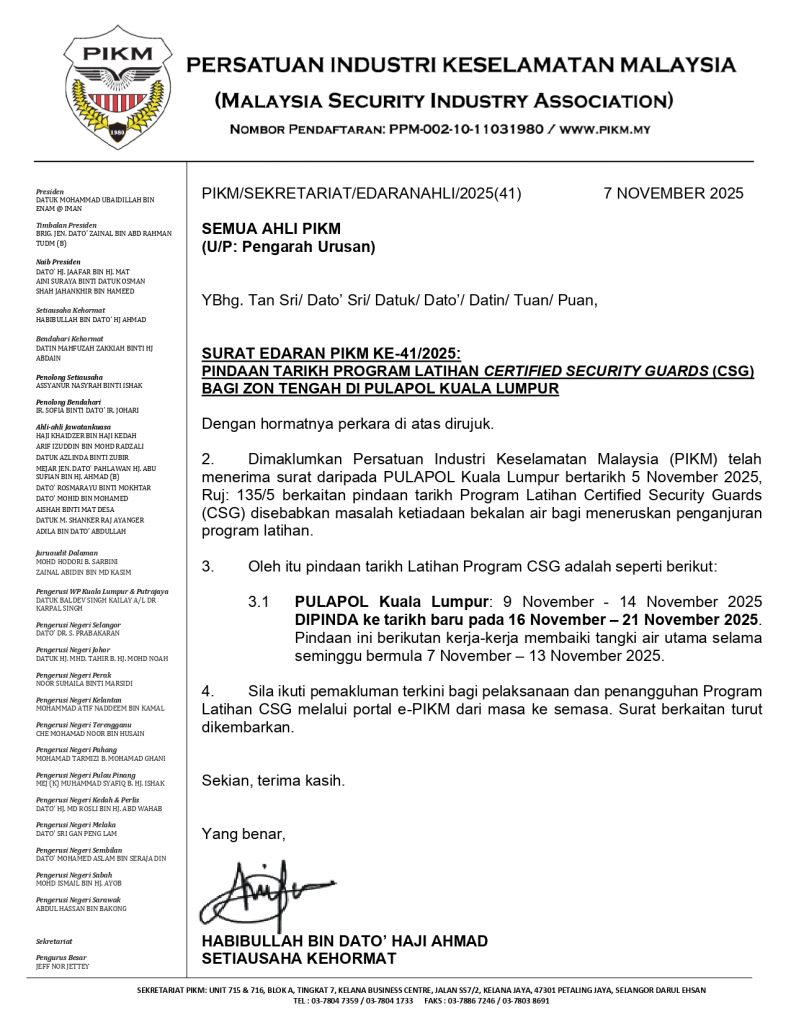 SURAT EDARAN PIKM KE-41/2025: PINDAAN TARIKH PROGRAM LATIHAN CERTIFIED ...